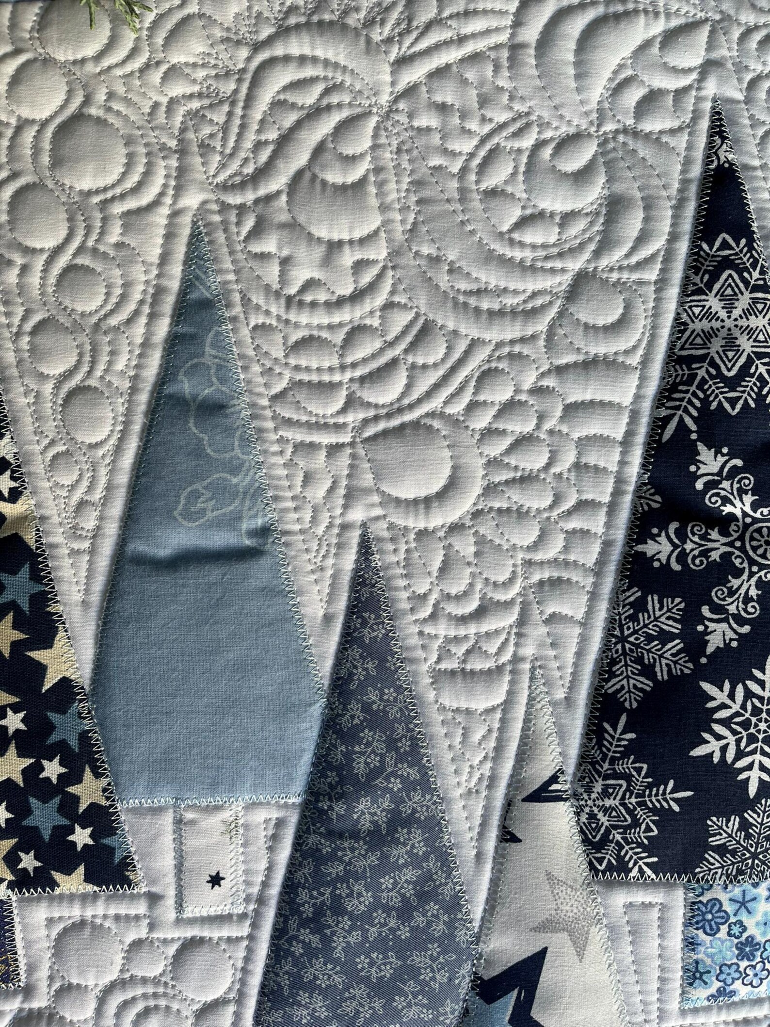 Winter Wonderland Quilted Table Runner: Blue Snowy Forest Decor, 16x54 ...