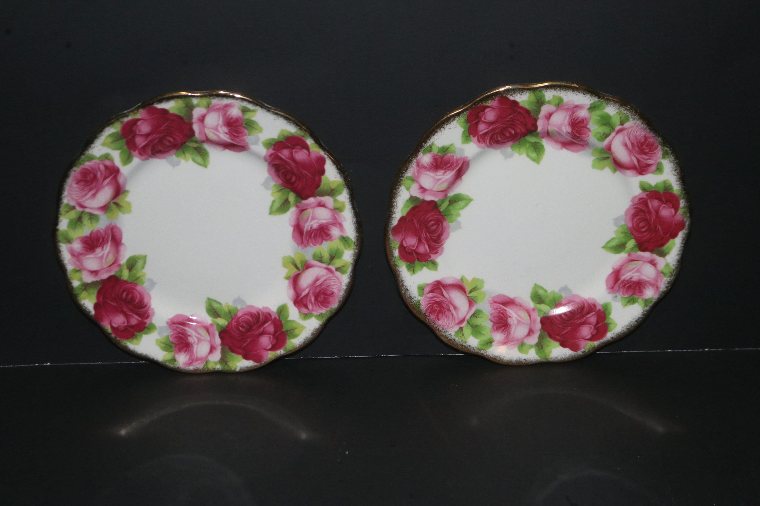 Set of 2 Royal Albert Old English Plates 6 1/4 Puffy Pink Rose Pattern ...