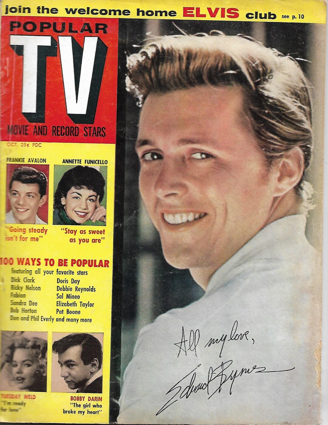 Vintage Magazine: Popular TV Movie and Record Stars Oct. 1959 - Etsy