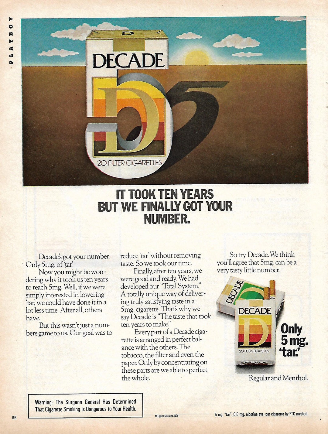 Vintage Ad: Decade Cigarettes 1978 - Etsy