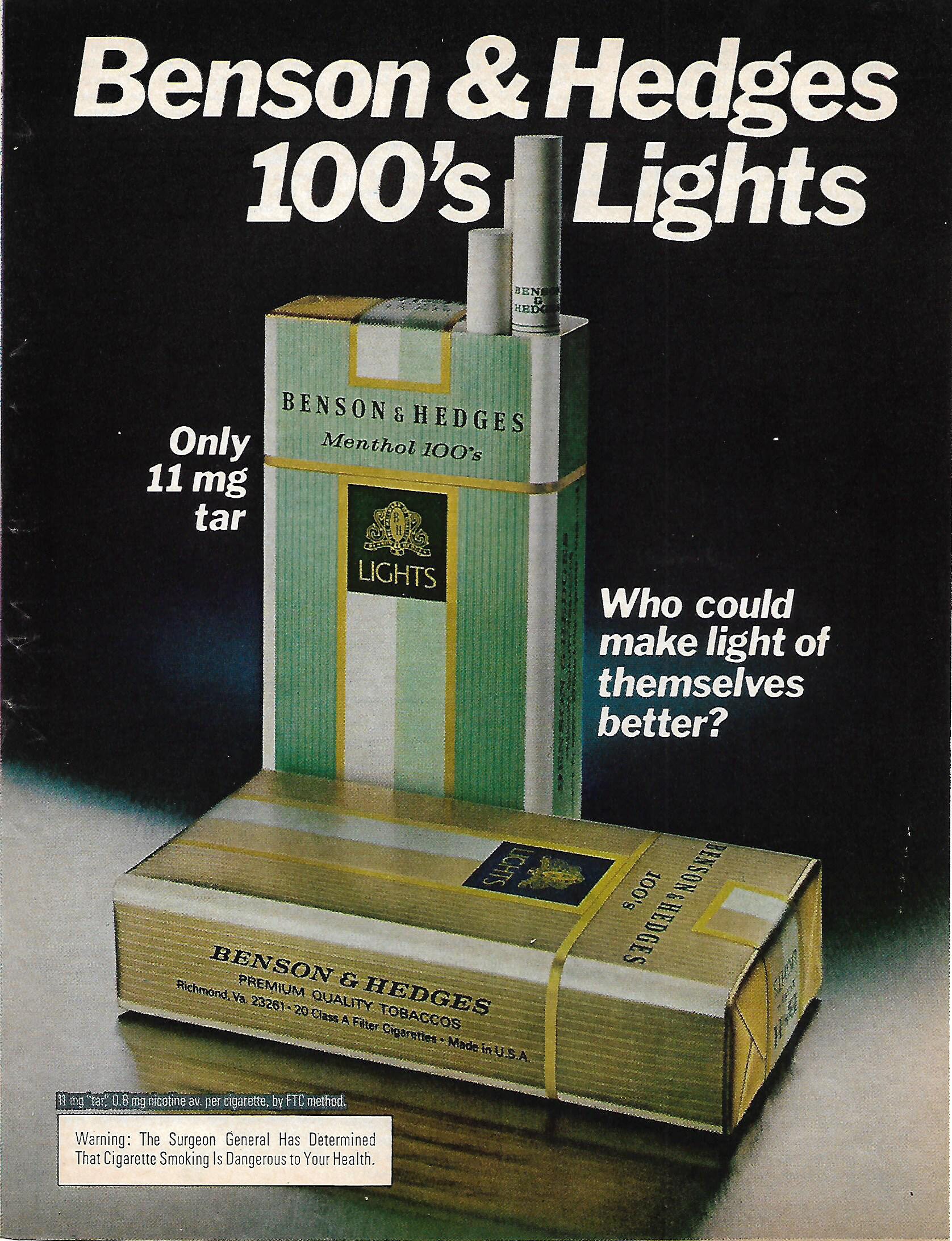 Vintage Ad: Benson and Hedges Lights Cigarettes 1978 - Etsy