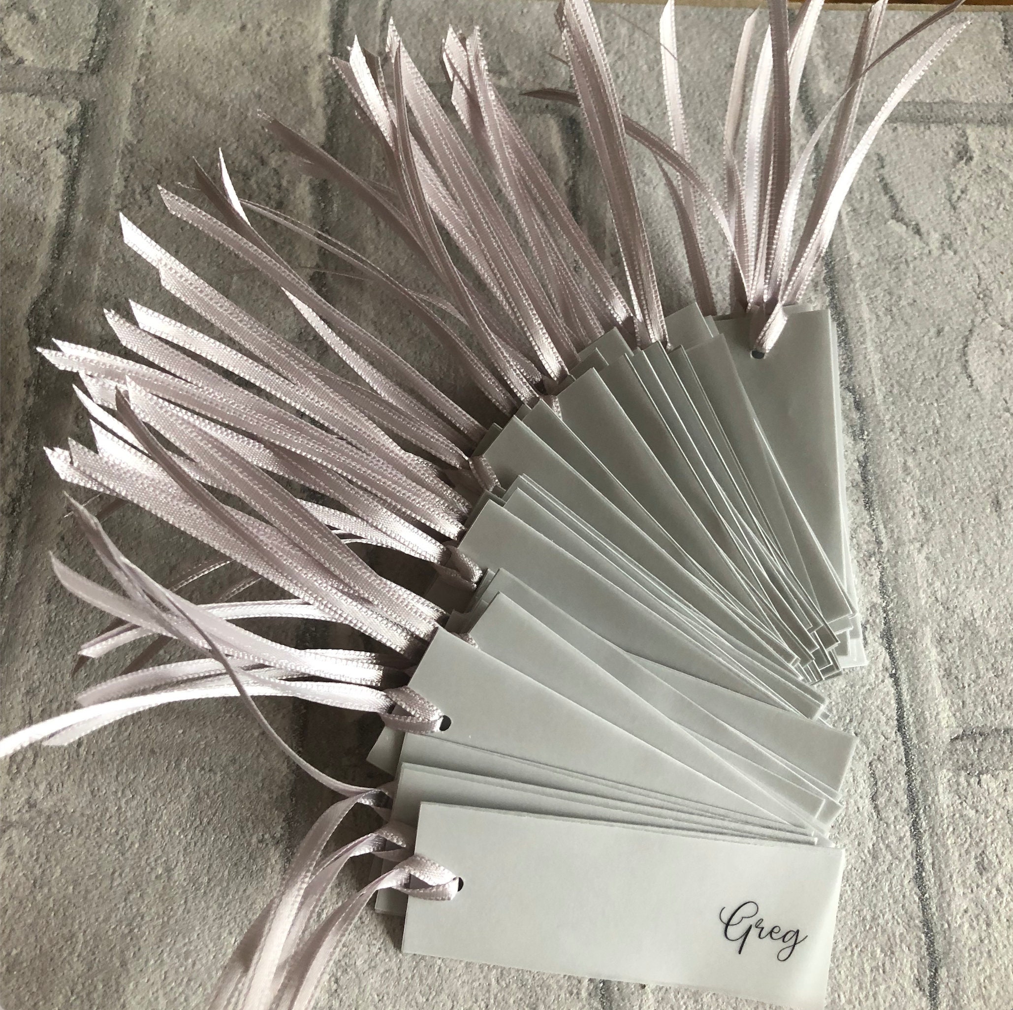 Sample Grey and Silver Wedding Name Place Cards Vellum - Etsy