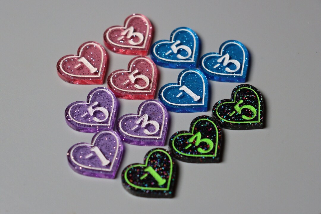 Sparkly Heart-shaped Damage Counters - Etsy
