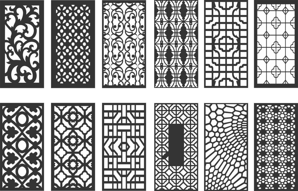 12 Geometric Pattern Panel Templates DXF File Laser Cut | Etsy