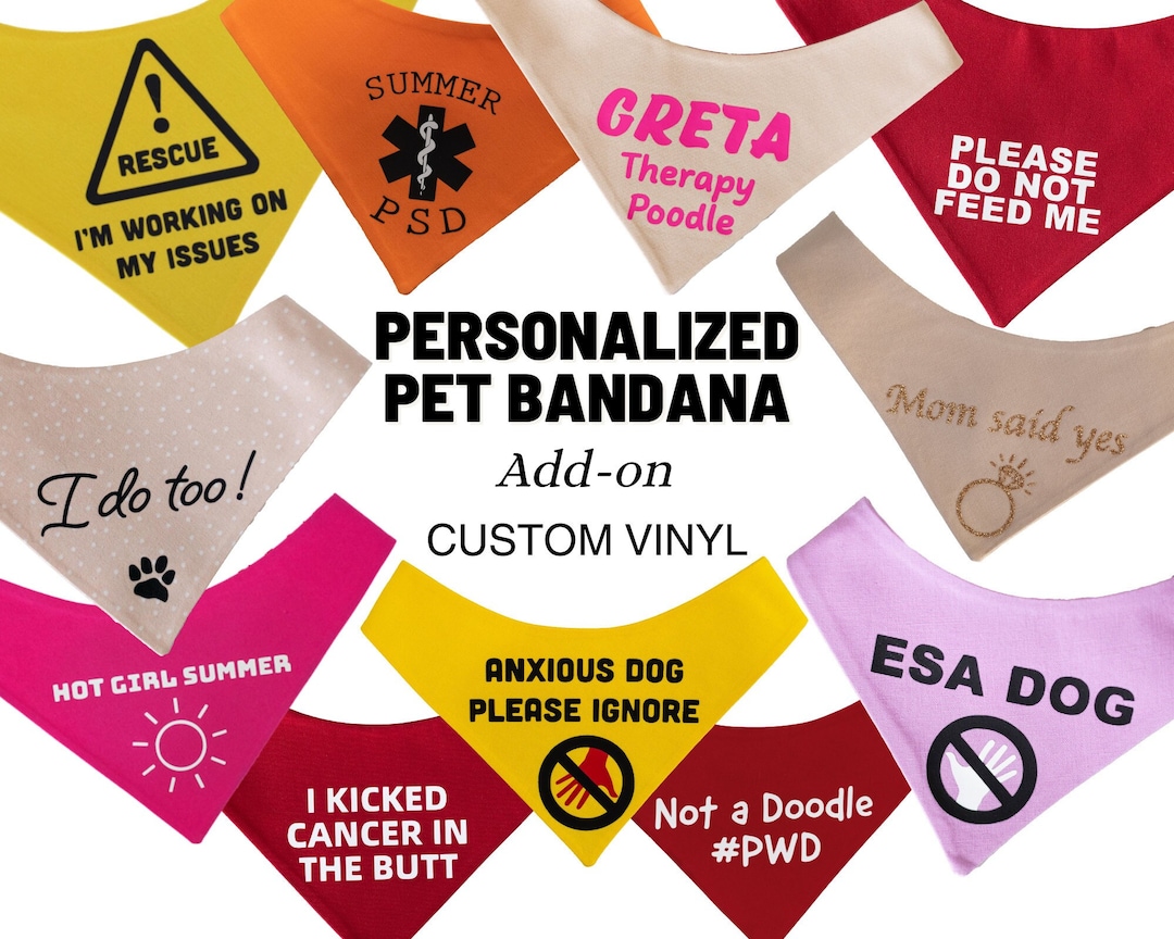 Custom Dog Bandana Vinyl Personalization - Service Dog, Pet Name ...
