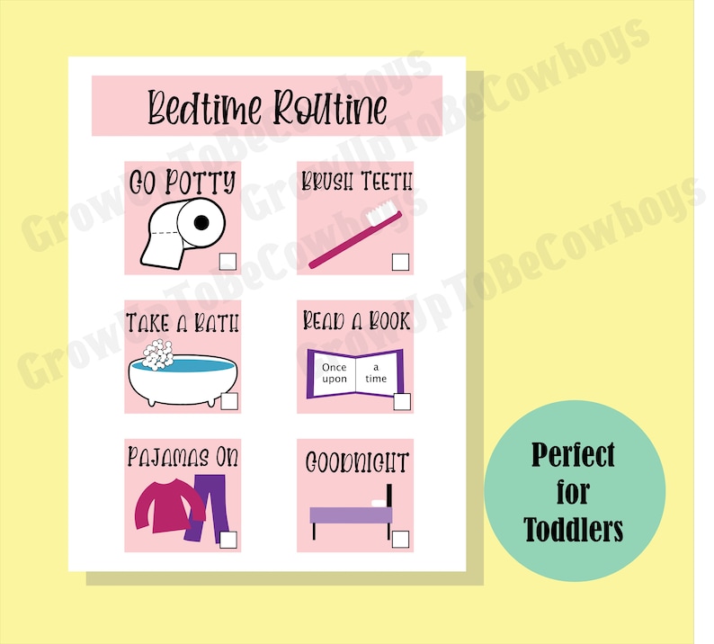 Toddler Bedtime Routine Printable PDF Bedtime Checklist for - Etsy