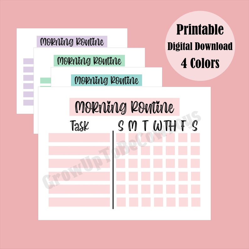 Morning Routine Printable PDF Habit Tracker Daily Routine - Etsy