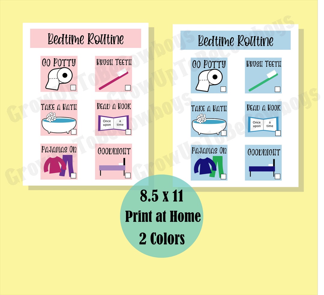 Toddler Bedtime Routine Printable PDF | Bedtime Checklist for Toddlers ...