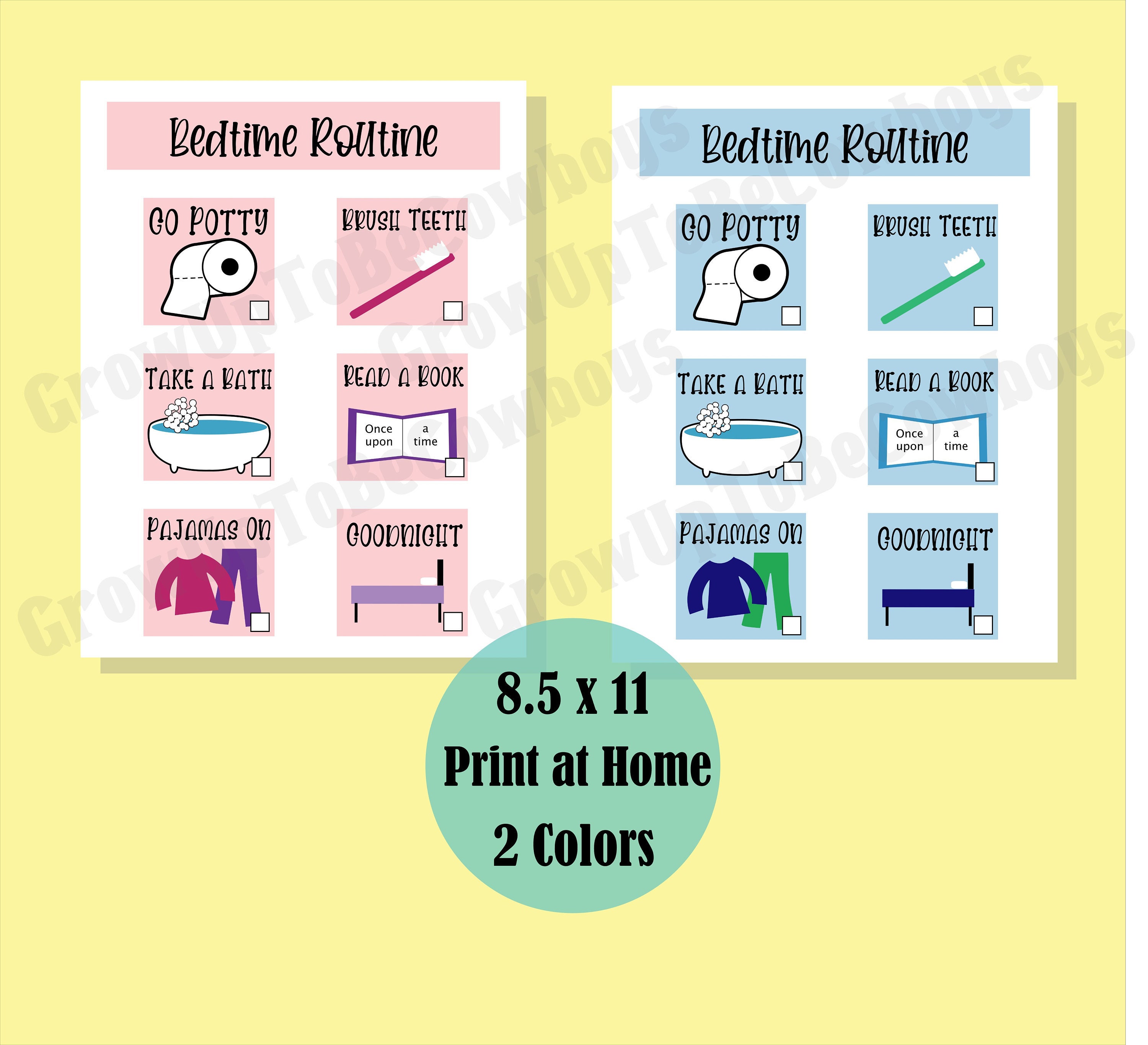 Toddler Bedtime Routine Printable PDF Bedtime Checklist for | Etsy