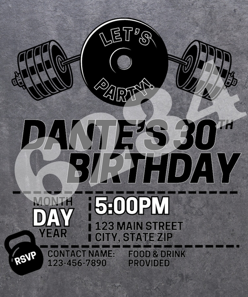 Fitness Theme Party Invitation - Etsy