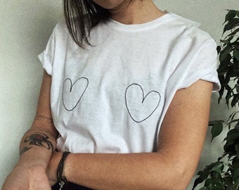 Heart Boob T Shirt - Etsy