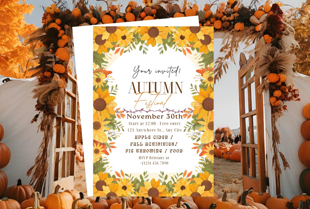 Editable Fall Festival Invitation,diy Flyer Template Design, Party ...