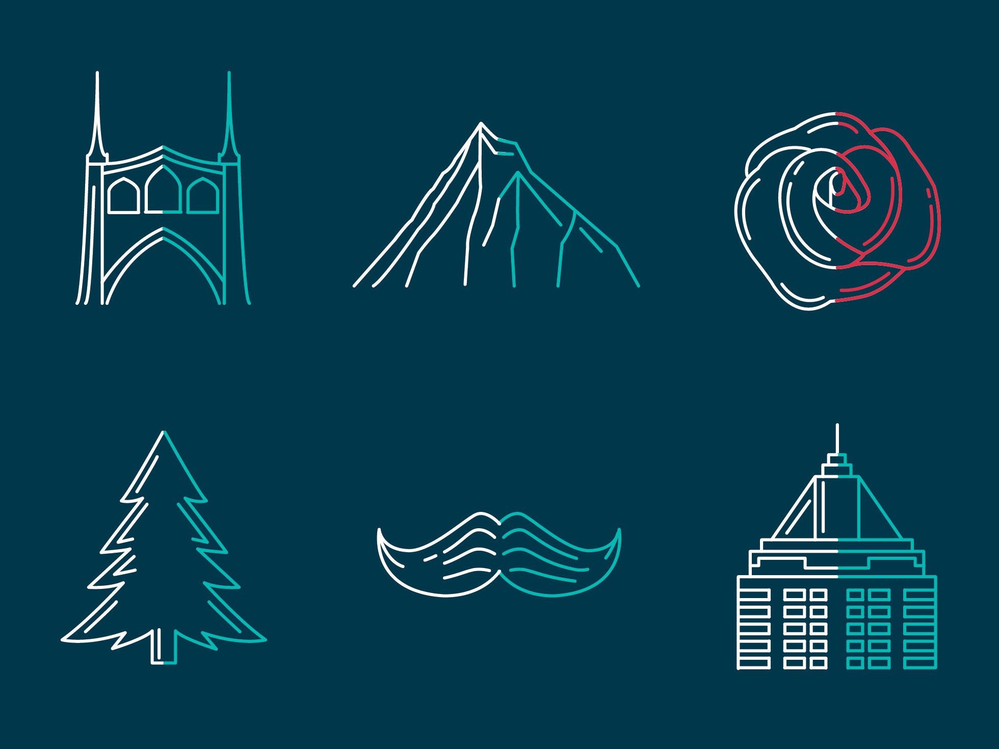 Portland Print -- I (heart) PDX! -- Icon Poster -- Available in 2 Color ...
