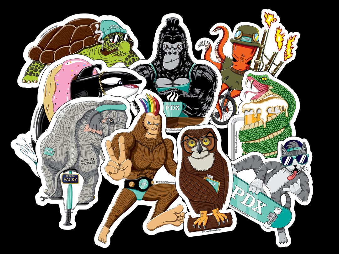 PDX Animals Sticker Bundle -- 9 Stickers for 30 Dollars! - Etsy