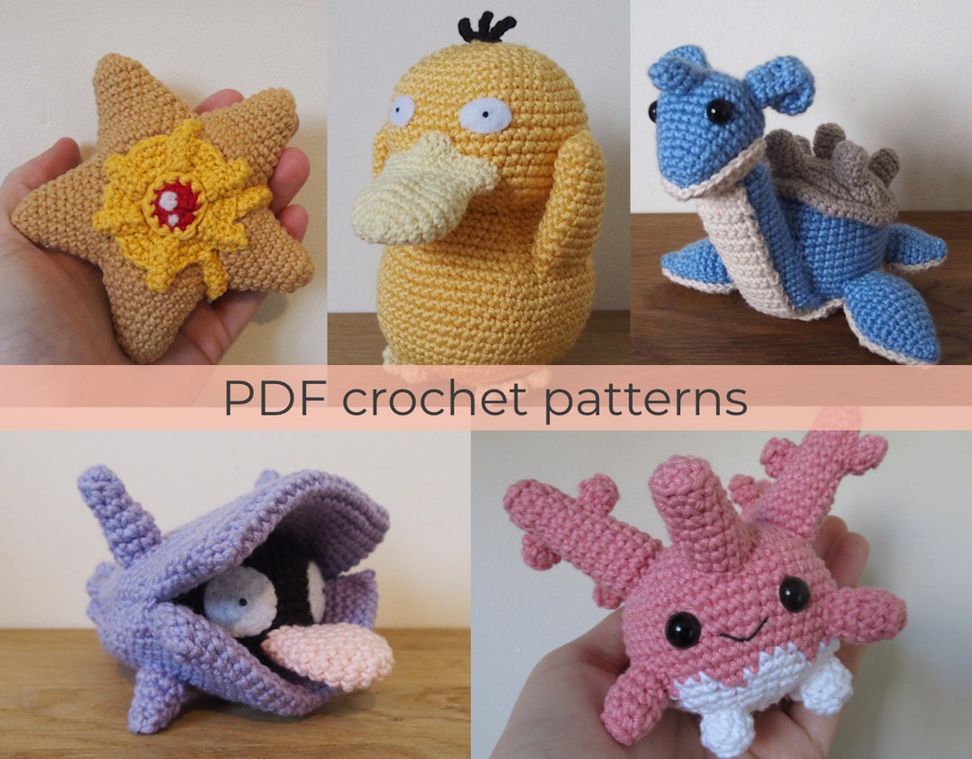 Crochet Pattern Bundle to Make Lapras, Psyduck, Staryu, Corsola and ...