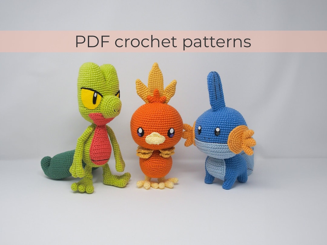 Crochet Pattern Bundle to Make Treecko, Torchic and Mudkip ~ Amigurumi ...