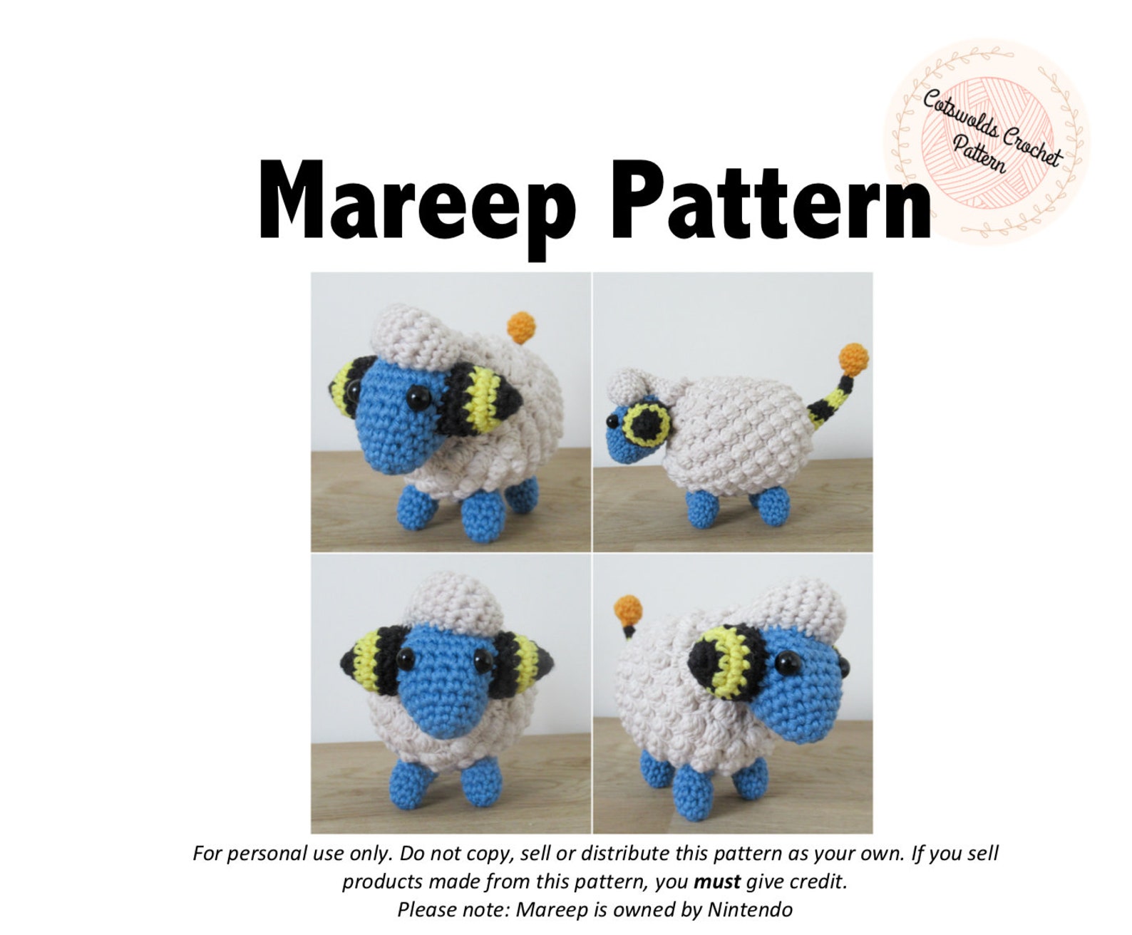 Mareep Amigurumi Crochet Pattern PDF File - Etsy