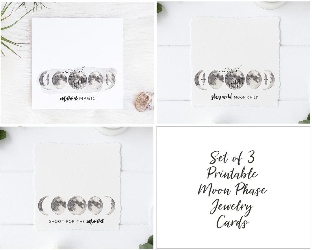 Set of 3 Printable Moon Phase Display Cards Jewelry Display - Etsy