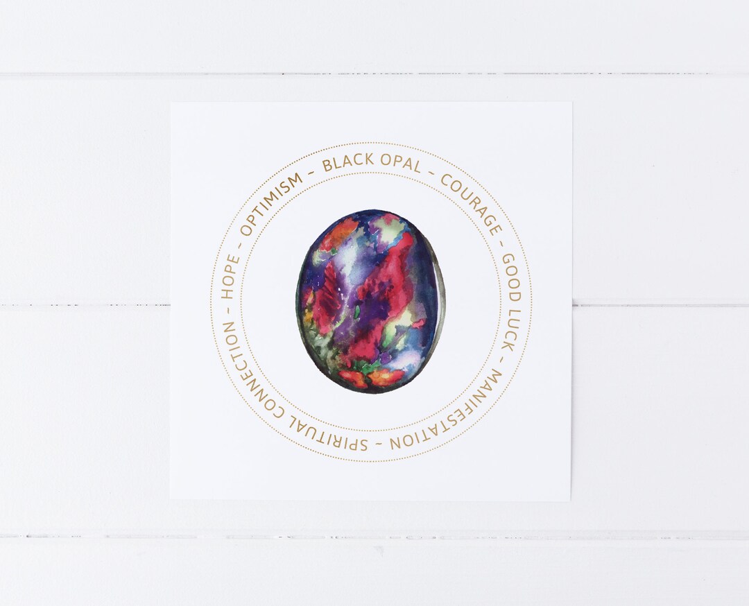 Black Opal Gemstone Card Gemstone Meaning Jewelry Display Card ...