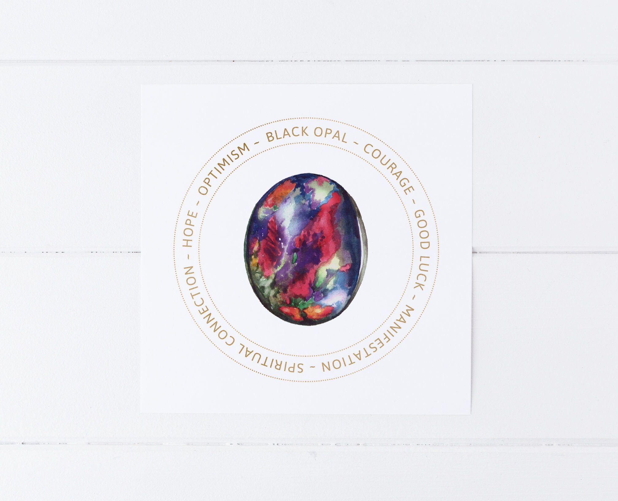 Black Opal Gemstone Card Gemstone Meaning Jewelry Display Card ...