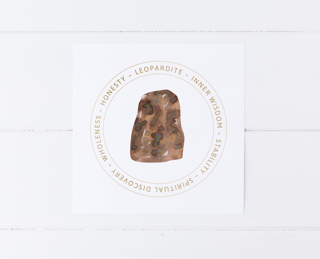 Leopardite Crystal Card Crystal Meaning Printable Files Jewelry Display ...