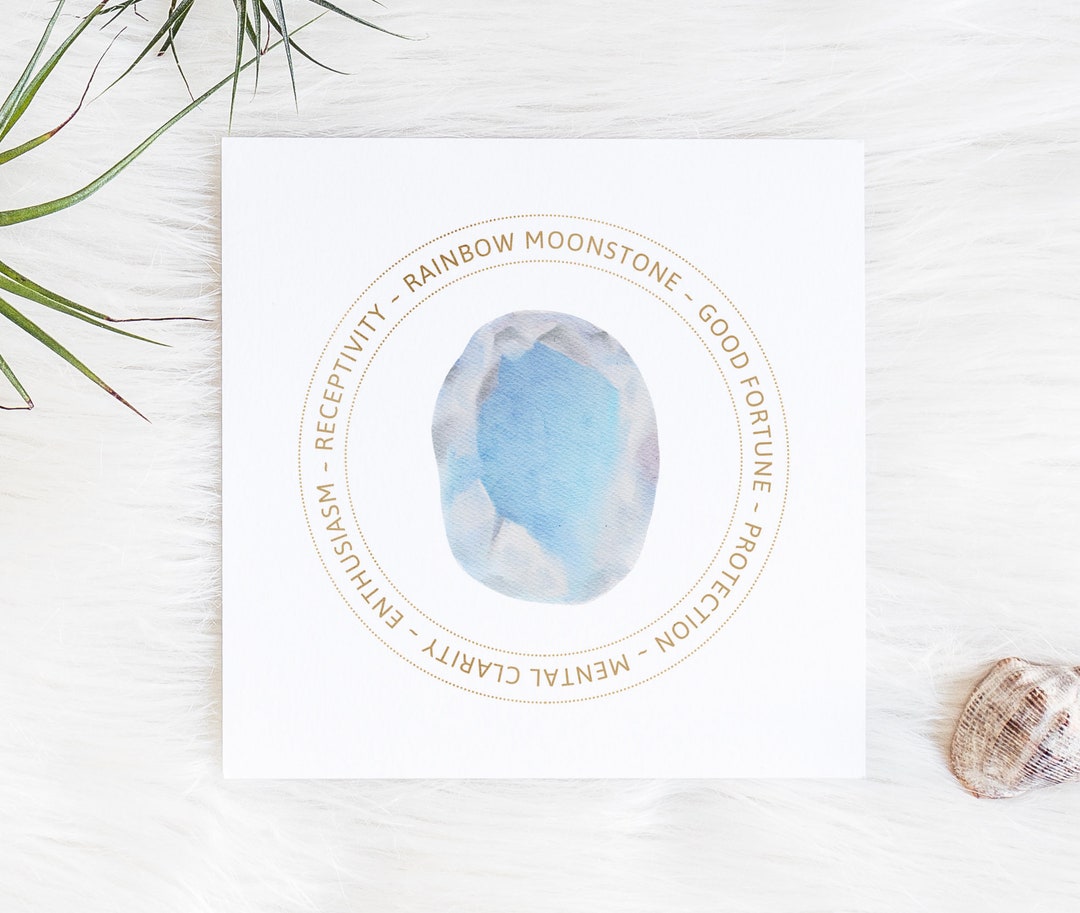 Rainbow Moonstone Card Printable Jewelry Display Card Gemstone Meaning ...