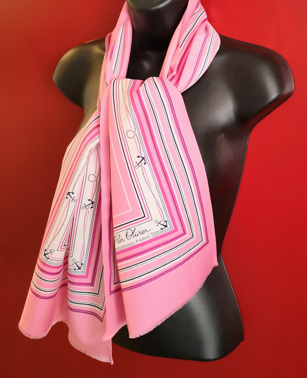 Vintage 70s Pink Oblong Pier Olivier Paris Scarf Neckerchief - Etsy