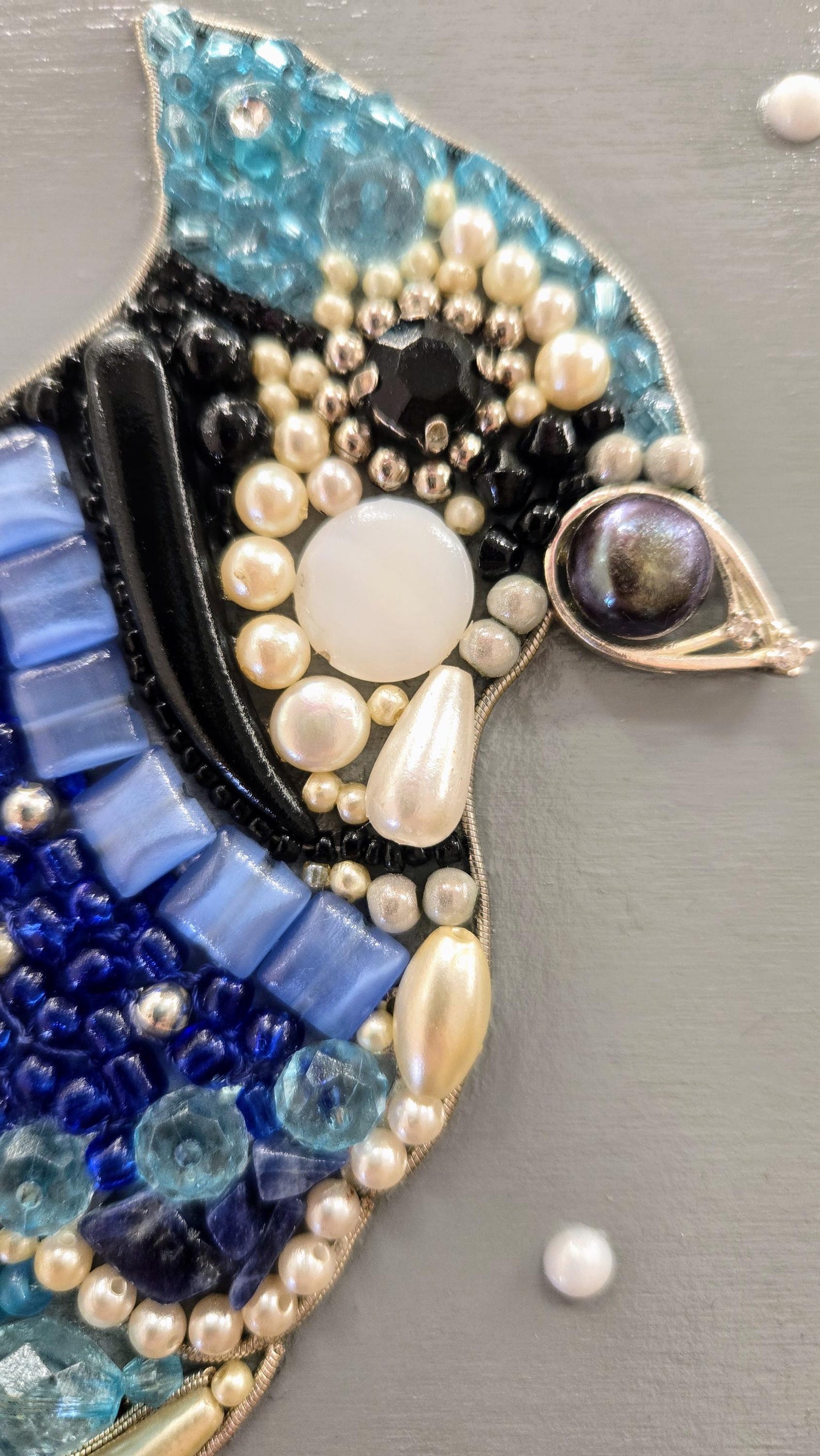 Blue Jay in Snow Up-cycled Repurposed Vintage Costume Jewelry Collage ...