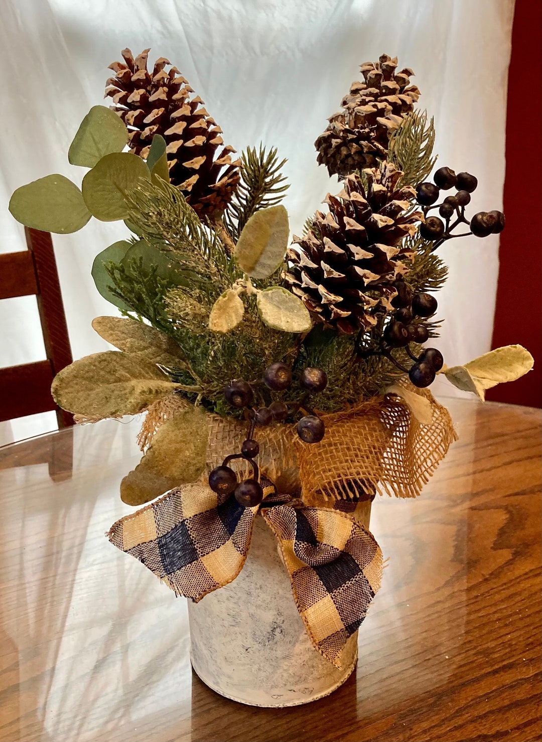 Pinecone and Blueberries Centerpiece, Winter Table Centerpiece ...