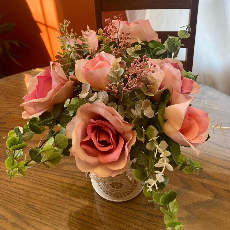 French Country Farmhouse Rose Centerpiece, French Country Mothers Day ...