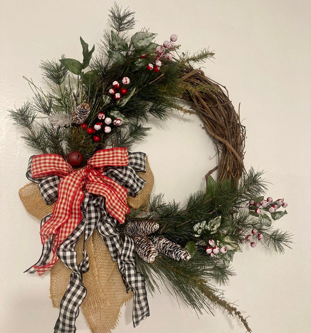 Rustic Christmas Wreath, Country Christmas Wreath, Berry Christmas ...