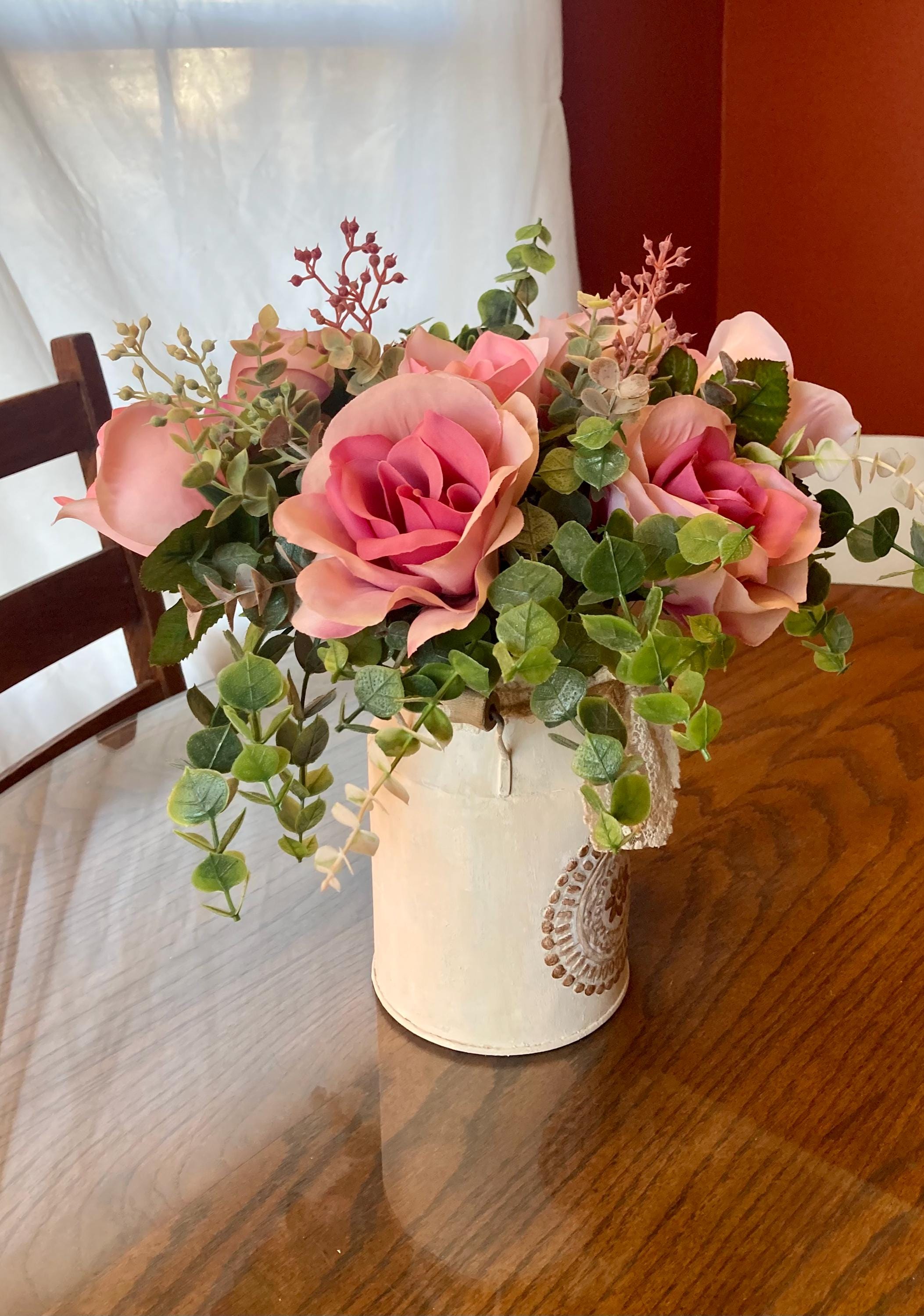 French Country Farmhouse Rose Centerpiece, French Country Mothers Day ...