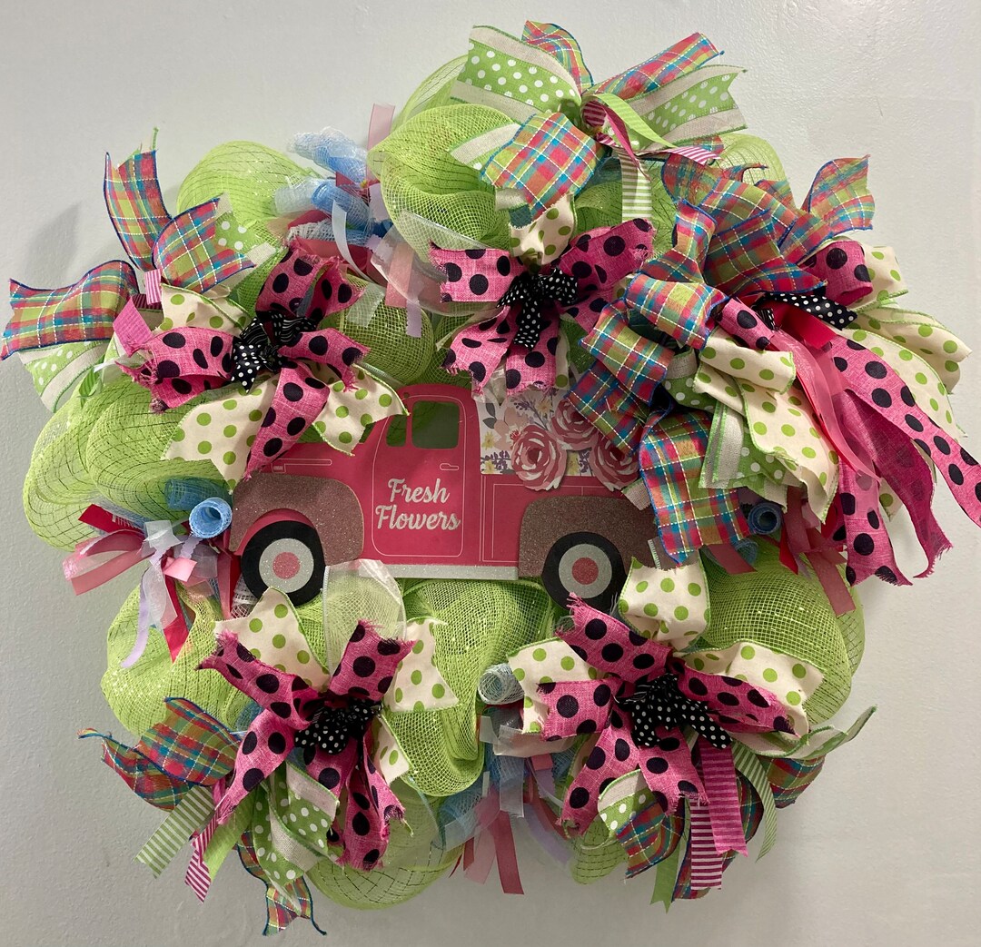 Spring Wreath, Summer Wreath, Spring Mesh Wreath, Summer Mesh Wreath ...