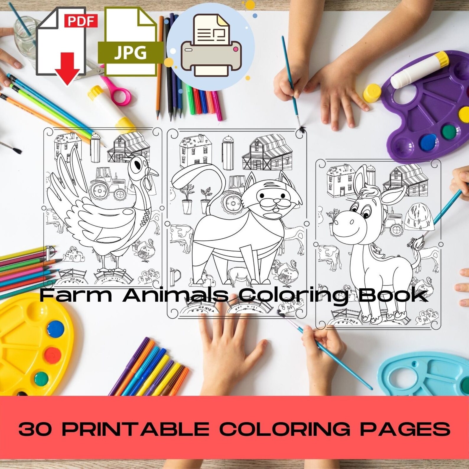 Farm Animal Coloring Pages - 30 Printable Farm Animals Coloring Pages ...