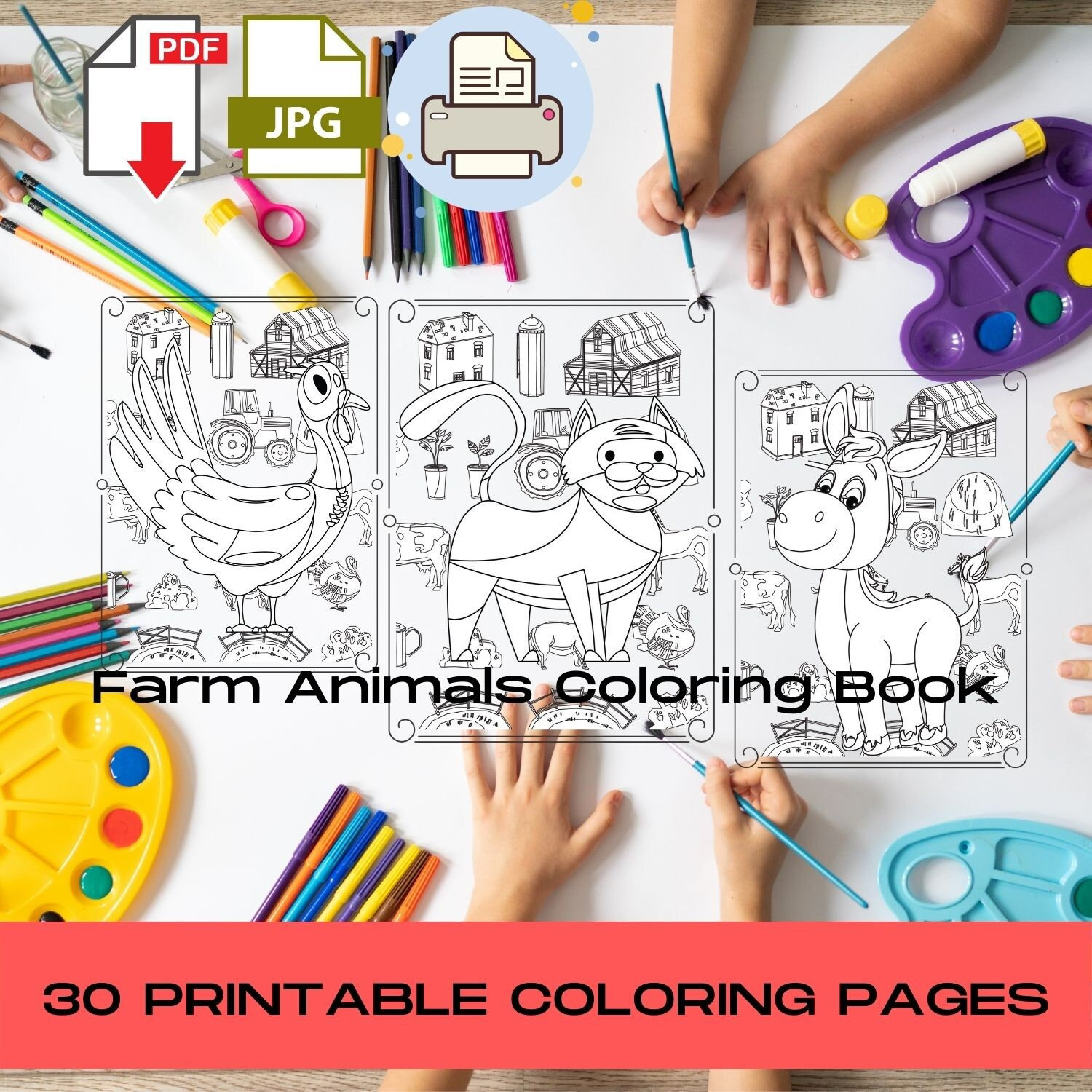 Farm Animal Coloring Pages - 30 Printable Farm Animals Coloring Pages ...