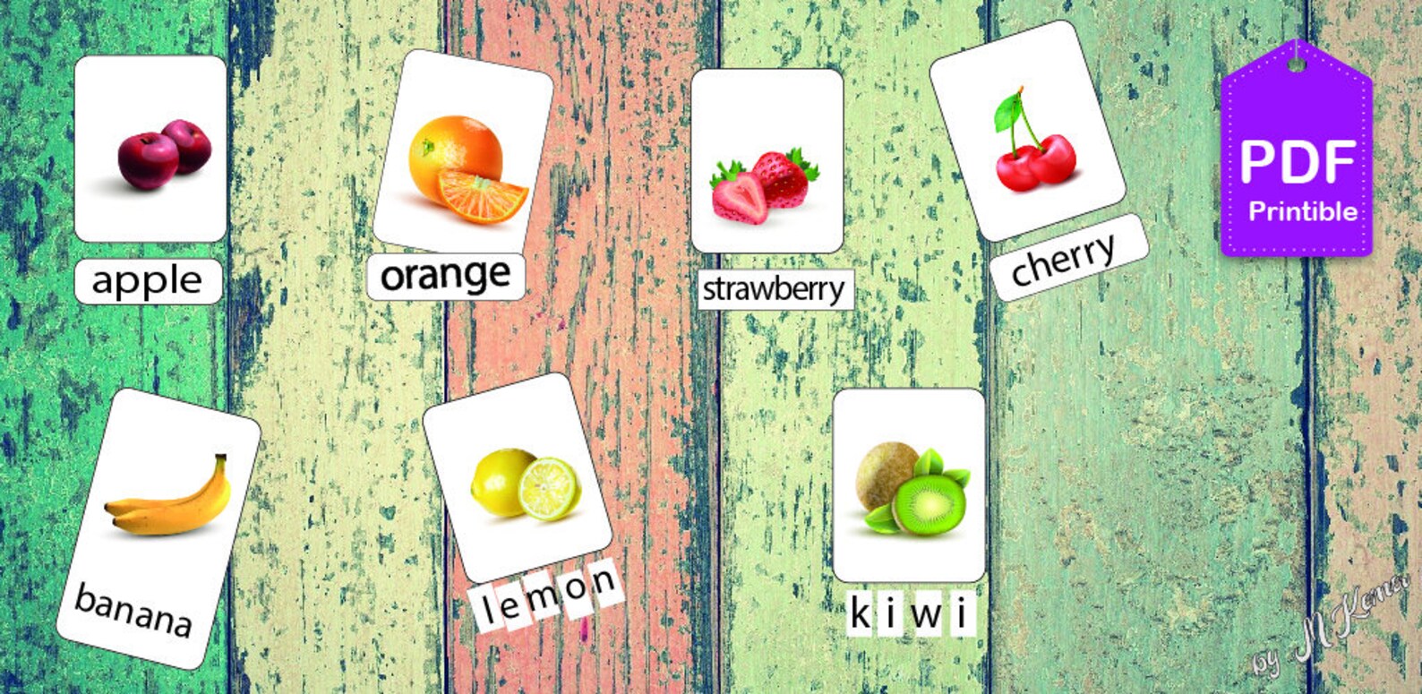 FRUIT FLASH CARDS - Four Part Cards - Montessori Cards - Label or ...