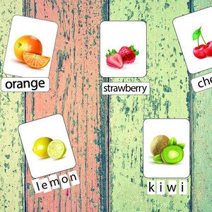 FRUIT FLASH CARDS - Four Part Cards - Montessori Cards - Label or ...