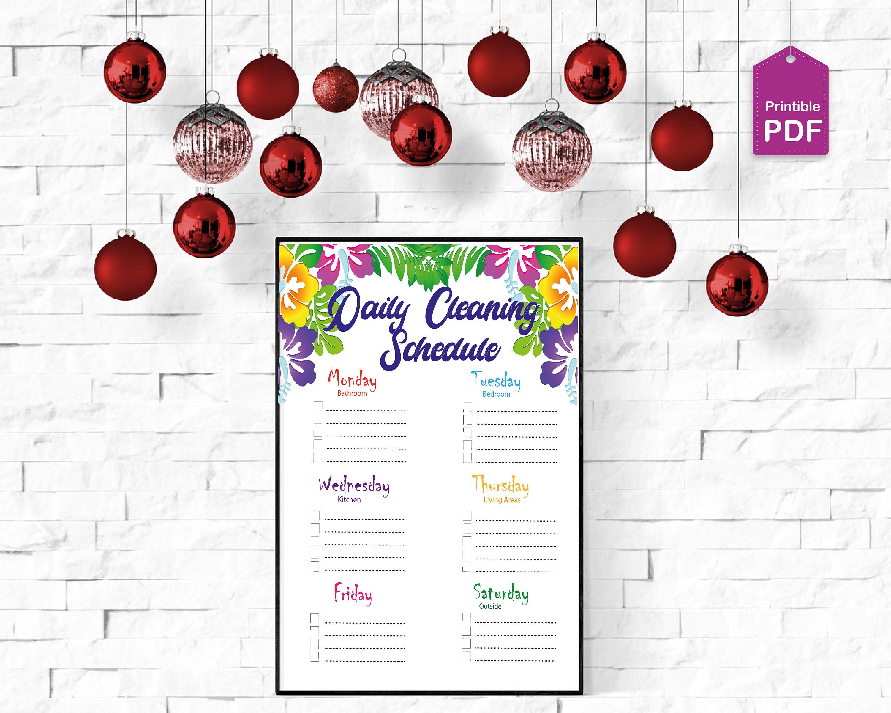 Daily Cleaning Schedule PRINTABLE Etsy