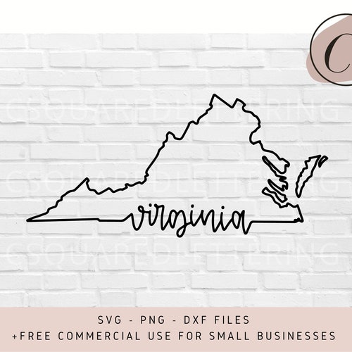 Virginia Outline Typography Files SVG DXF Silhouette Cricut - Etsy