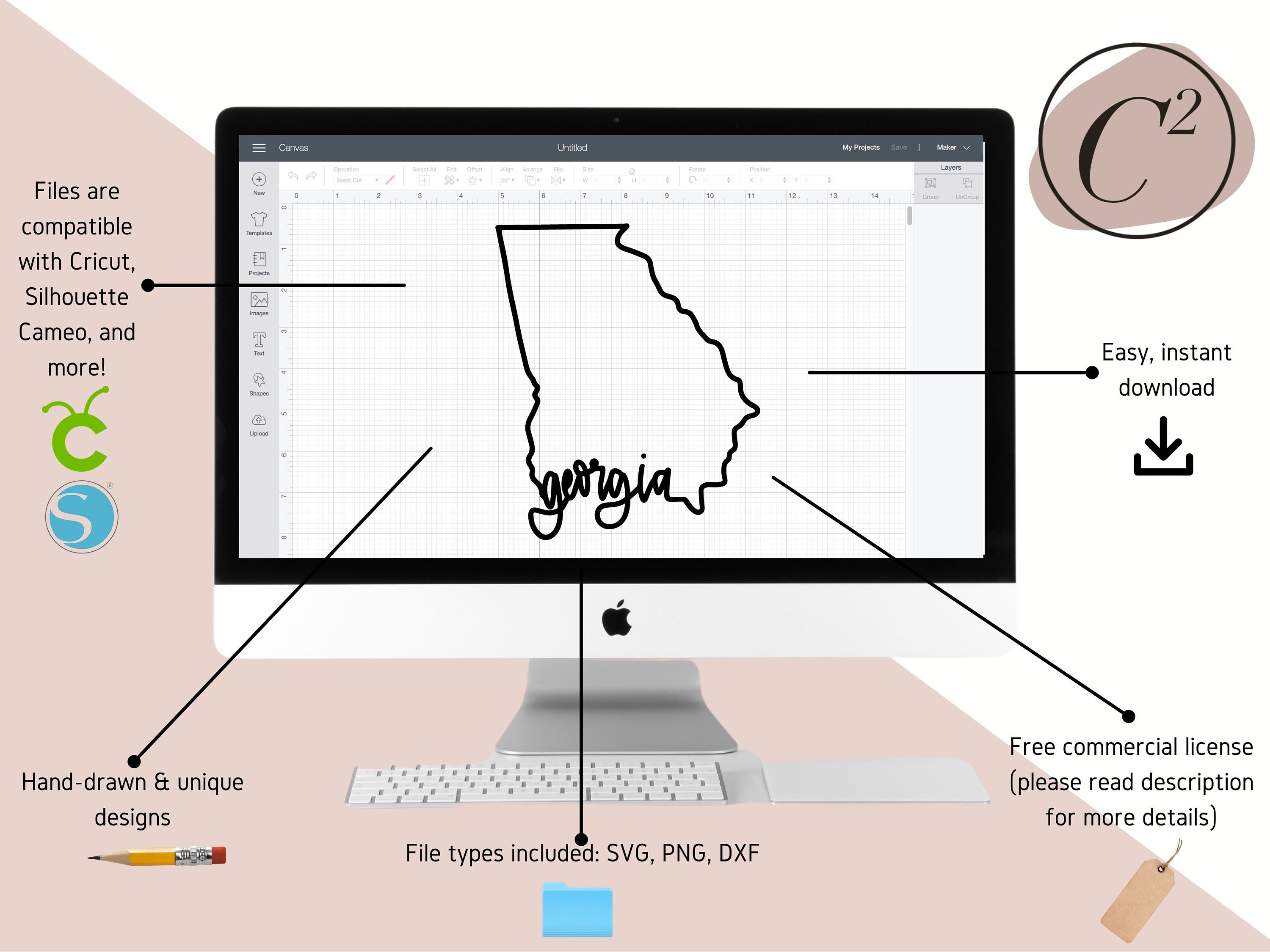 Georgia SVG Hand Lettered SVG Georgia Svg Georgia Outline - Etsy