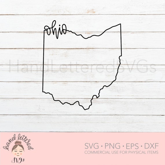 Ohio SVG Hand Lettered SVG Ohio outline svg cut files for | Etsy