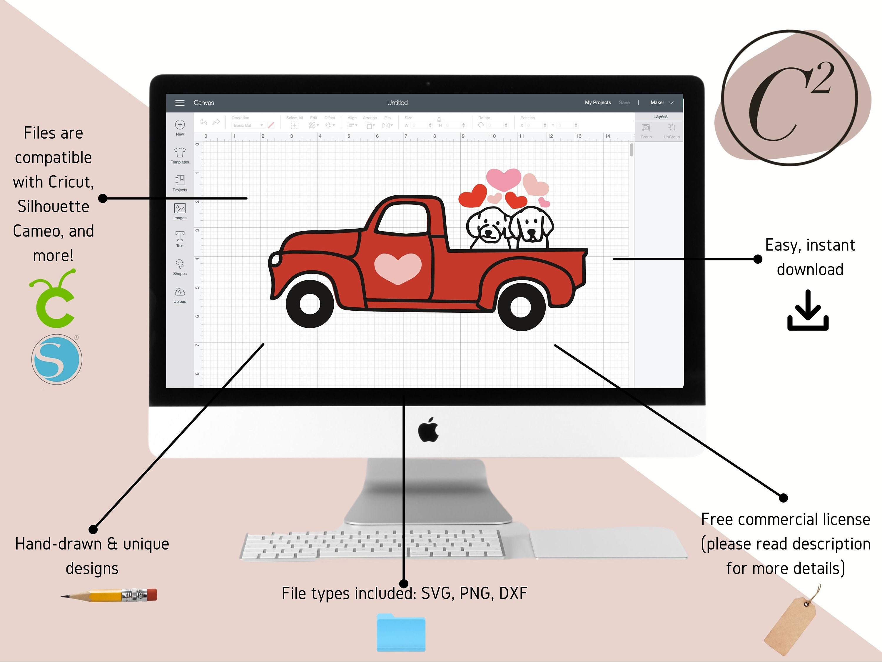 Dogs in Truck SVG Dog Valentines Day SVG Dog Heart Svg Dog | Etsy