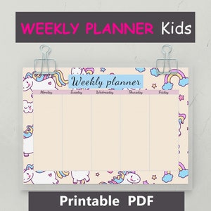 UNICORN WEEKLY SCHEDULE Printable for Instant Download Horizontal ...