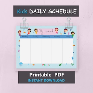 KIDS DAILY SCHEDULE Mermaid Printable for Instant Download Horizontal ...