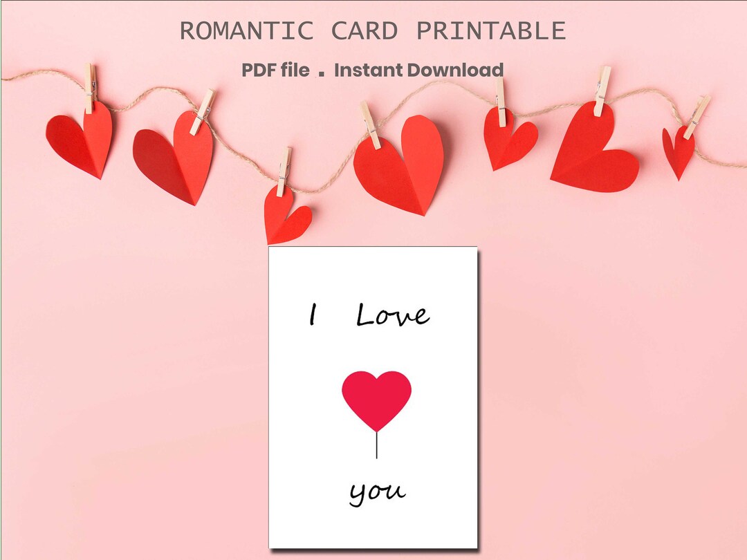 LOVE YOU CARD Printable for Instant Download! Pdf File Print in Home ...