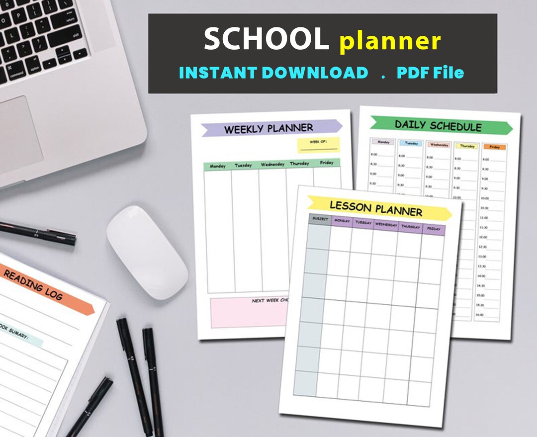 SCHOOL PLANNER PRINTABLE for Instant Download! Weekly Planner Daily ...