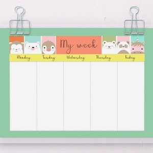 KIDS DAILY SCHEDULE Animals Printable for Instant Download Horizontal ...