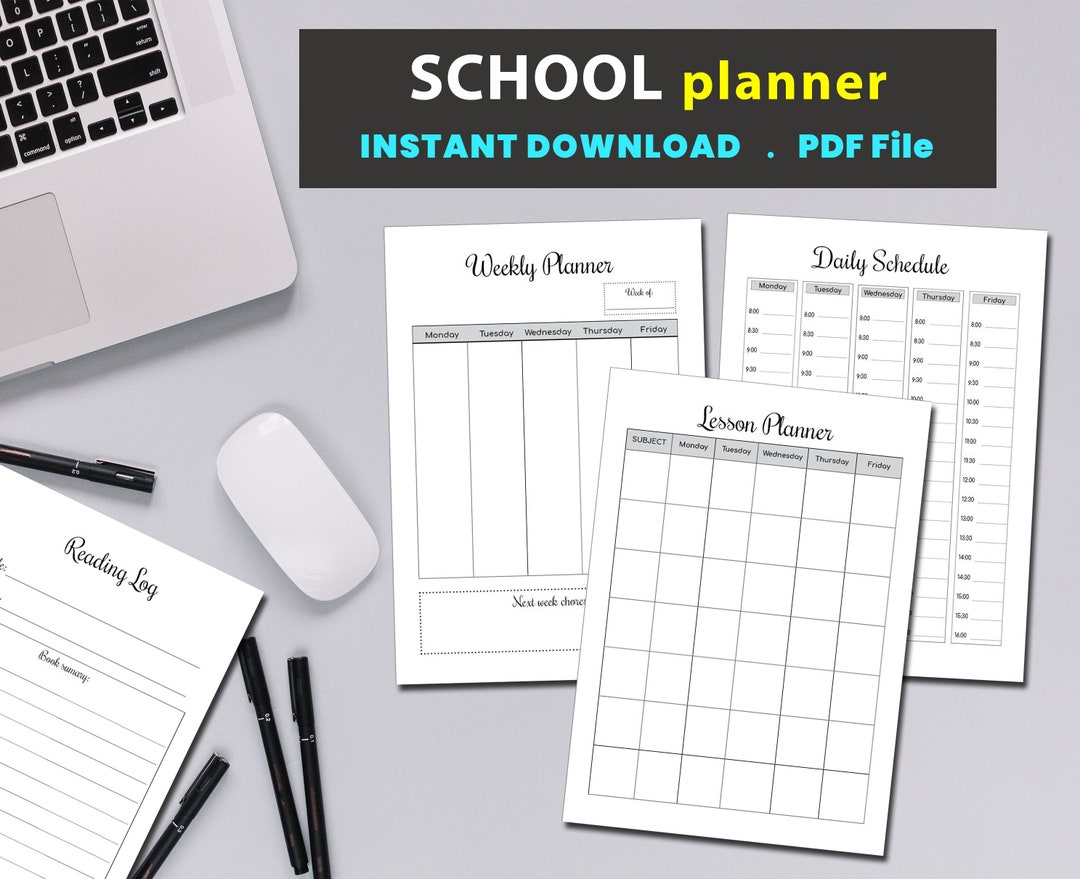 PRINTABLE SCHOOL PLANNER for Instant Download Weekly Planner Daily ...