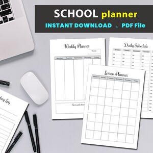 PRINTABLE SCHOOL PLANNER for Instant Download Weekly Planner Daily ...