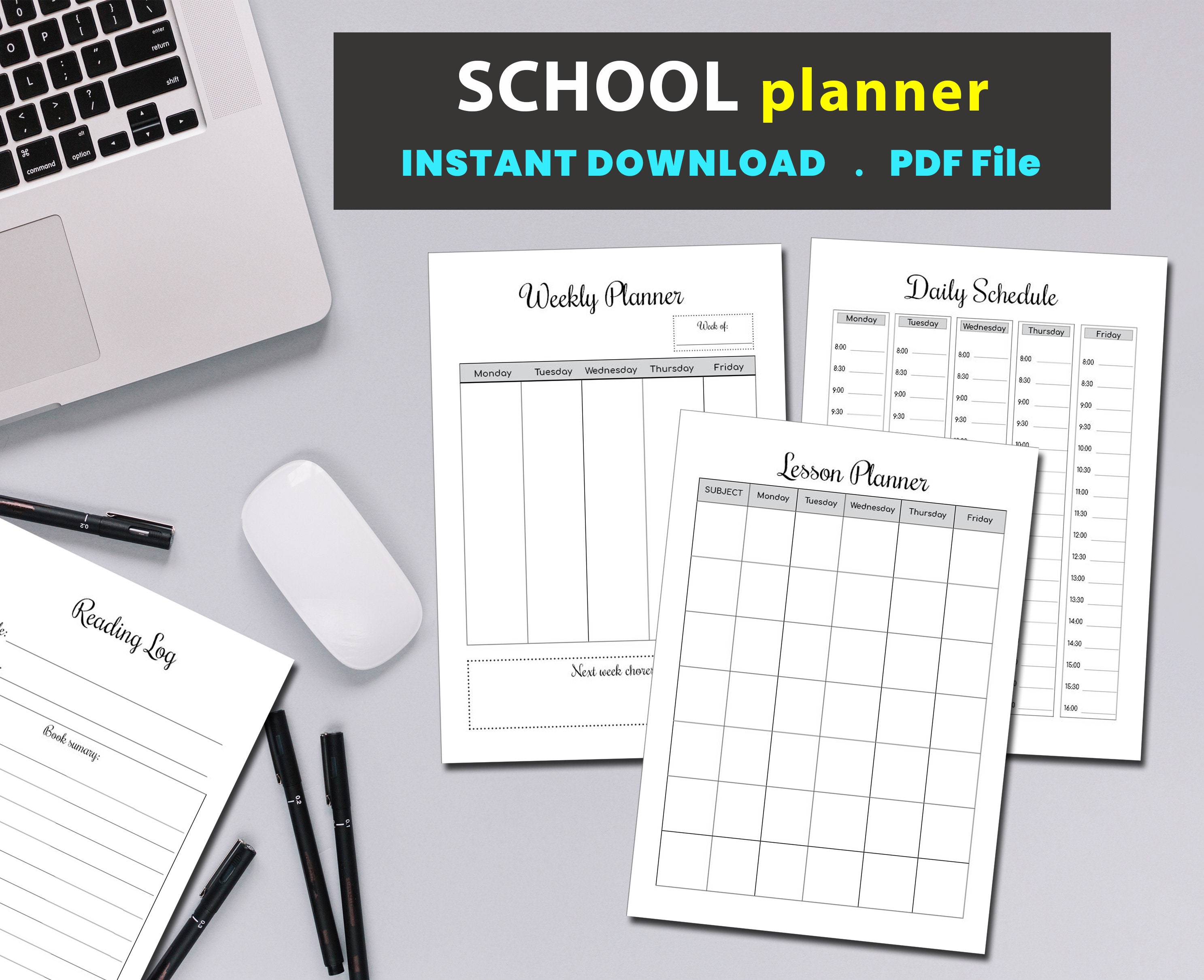 PRINTABLE SCHOOL PLANNER for Instant Download Weekly Planner Daily ...